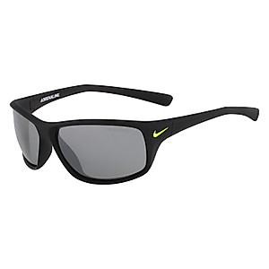 Nike Adrenaline Sunglasses, Matte Black, Grey with Silver Flash Lens