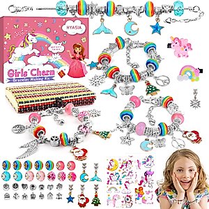 Girls Charm Bracelet Making Kit, Unicorn Toy Gifts for Ages 6 7 8 9 10+ Girls DIY Jewelry Making Kit for 8-12, Perfect Craft Kits Educational Toys - Finger Fine Motor Training and Inspires Creativity