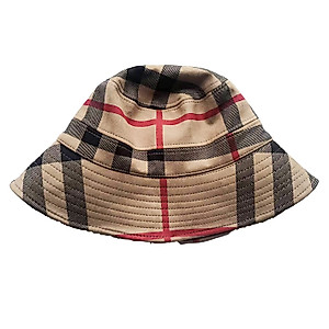 RUINUO Plaid Bucket Hat Women Soft Sun Hat for Spring Summer Autumn Winter Travel Velvet Tartan Packable Bucket Hats Kaki