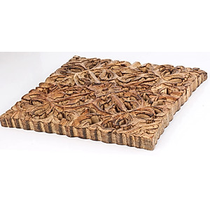 Wooden Set of 2 Square Trivet for Hot Dishes Plates & Pots Holder Hot Pad for Kitchen & Dining Table Décor Cookware Heat Resistant Rustic Decorative Carvings 8 Inches