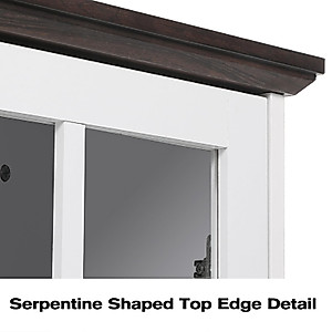 HolliWill White TV Stand, Entertainment Center for 65 inch TV, 58" Modern Farmhouse TV Stand with Glass Door, Tall TV Console or Storage Cabinet for Living Room,White&Brown