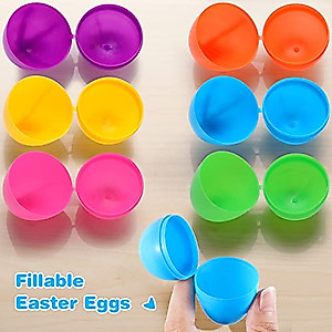 HUISUMAI (51-Pack) Easter Eggs, Fillable Easter Eggs with Hinge, Easter basket stuffers Easter Theme Party Favor, Easter Eggs Hunt, Basket Stuffers Filler, Classroom Prize Supplies