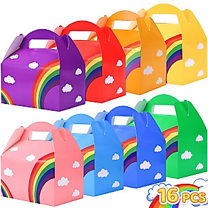 VGOODALL 16PCS Rainbow Party Favor Boxes, Party Treat Boxes Rainbow Candy Boxes Paper Gift Boxes Assrote Colors for Kids Birthday Party Wedding Decorations