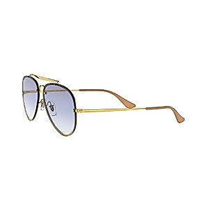 Ray-Ban RB3584N Blaze Aviator Sunglasses, Gold/Clear Gradient Light Blue, 61 mm
