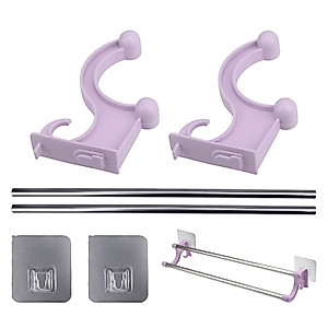 Yulhao Bar Counter Bathroom Kitchen Rack Double Towel Rack, Household Storage Stainless Steel Door Cabinet Rack (Color : Purple)