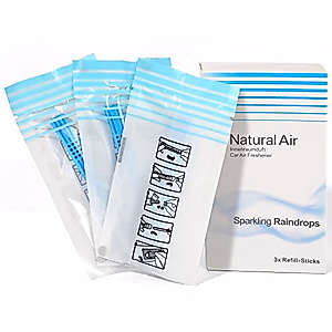 Natural Air Freshener Refills Replacement Compatible for BMW (Sparkling Raindrops) 3 Pack