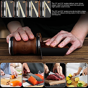 Rolling Knife Sharpener Tool Kit, Multi-Angle Magnetic Roller Sharpeners for Kitchen Knives, Diamond&Ceramic Knife Sharpening System Set, Offers 12&15&20&25 Degree Sharpening, Afilador De Cuchillos