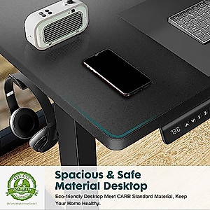 SMUG Electric Standing Desk with Memory Preset, Ergonomic Height Adjustable Table with T-Shaped Metal Bracket Modern Computer Workstations for Home Office, 4024, Black