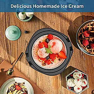 Ice Cream Maker, Ice Cream Machine 1.58 Quart Ice Cream Maker Machine Frozen Yogurt Machine with Double-Insulated Freezer Bowl, Digital Timer, Clear Lid, Gifts for Kids or Family