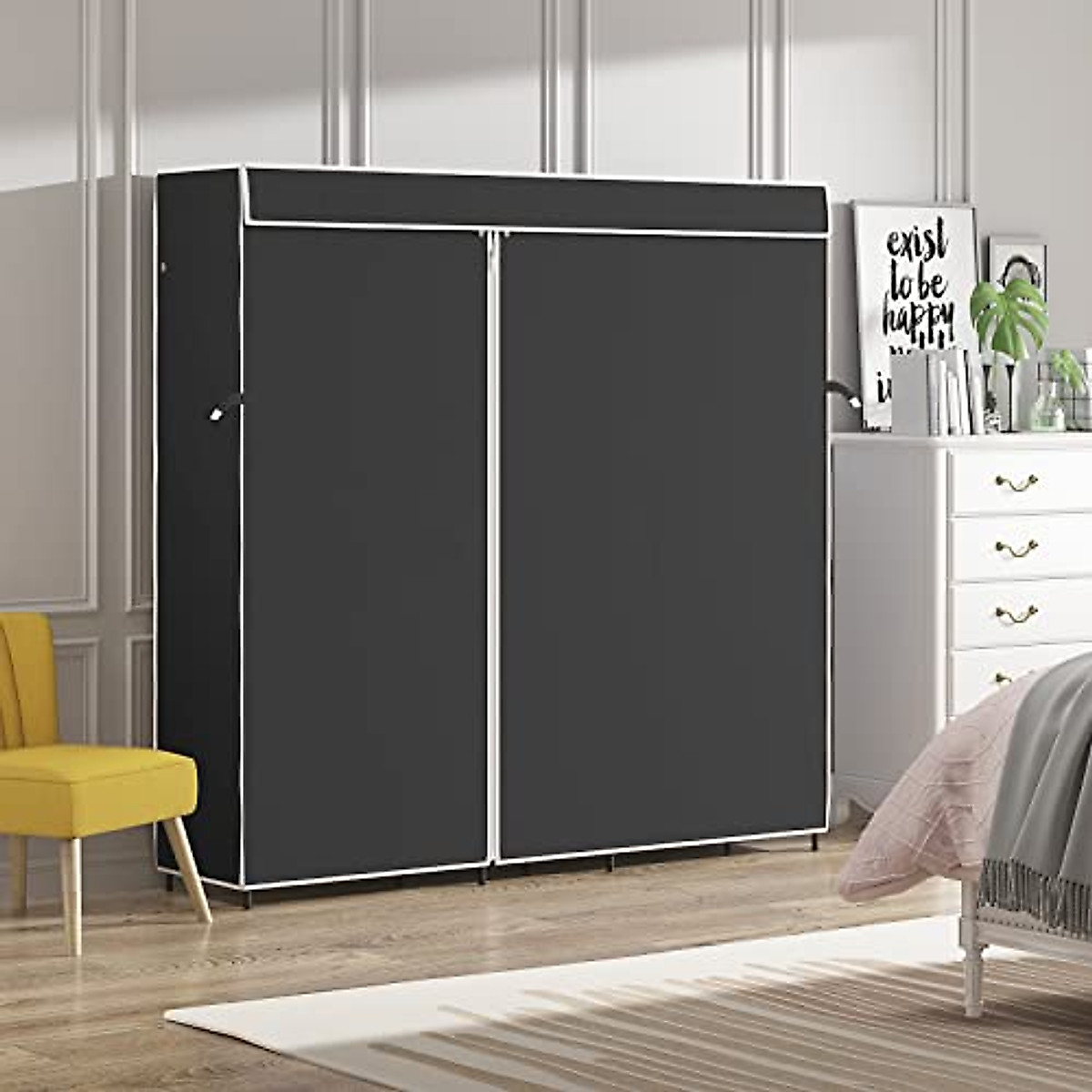 VIPEK Garment Rack Cover for V6, Large Size Dustproof Clothes Cover Oxford Fabric Clothing Rack Covers with Zipper, 75.6" L X 18.5" W X 75.2" H, Black