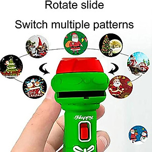 Aubatece Baby Lights Christmas Slide Projector and Lighting 2 in 1 Slide Projector Flashlight Kids Christmas Flashlight Projector Bedtime Toys Kids Fun Toys Neon Cloud Light (Green #2, One Size)