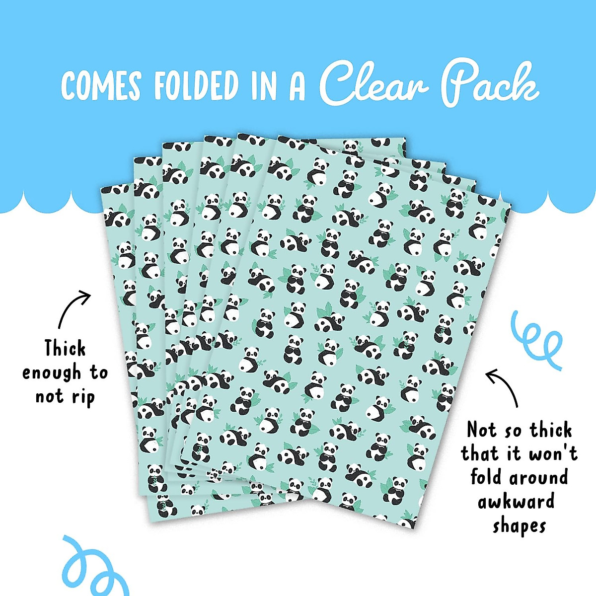 CENTRAL 23 - Green Wrapping Paper - 6 Sheets Gift Wrap - Birthday Pandas - Animals - For Men Women Boys Girls New Baby - Recyclable
