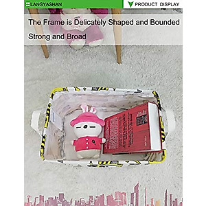 LANGYASHAN Rectangular Storage Bin Collapse Canvas Fabric Cartoon Storage Basket with Handles for Organizing Home Kitchen Boys and Girls Toys Office Closet Shelf Baskets (Rec Engineering Vehicle)