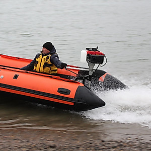 4 Stroke Outboard Motor,1.6KW Outboard Fishing Boat Motor Engine With Air Cooling,52CC Portables Boat Engine for Inflatable Boat Kayak and Small Boat