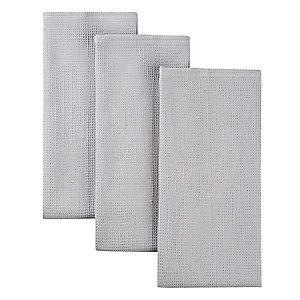 Classic Kitchen Towels, 100% Natural Cotton, The Best Tea Towels, Napkins, Absorbent and Lint-Free, Machine Washable, 16 x 24 Inch, 3 Pack Light Grey