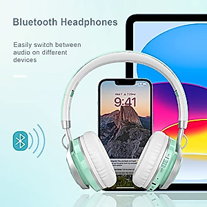 BASEMAN Wireless Headphones Over Ear, Long Battery Life Deep Bass Bluetooth Headphones with Microphone Wireless and Wired Headset for Computer iPhone Teens Girls Women School Travel - Green