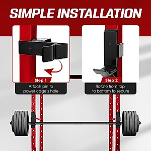 Yes4All Power Rack Attachment – J-Hook Barbell Fit 2x2 or J-Hook Barbell Fit 3x3 in Square Tube