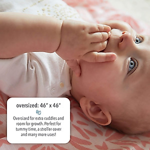 Oliver & Rain Organic Muslin Baby Girl Swaddle Blankets 3 Pack Receiving Blanket, Veggie Print, Purple Floral, Olive