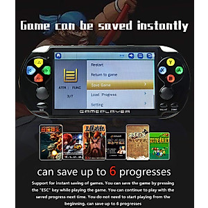 CZT 5.1-inch multi-function video game console color crystal buttons built-in 9600 games MP3MP4 lithium battery game archive AV OUT DV/DC hand-held gaming device (Black)