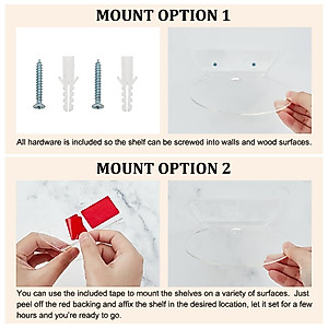 AHANDMAKER 4Pcs Acrylic Floating Shelves, 5" Clear Small Acrylic Wall Shelves, Mini Collectibles Organizers, with Adhesive and Screw, Universal Shelves for Security Cameras, Speakers, Makeup, Figures