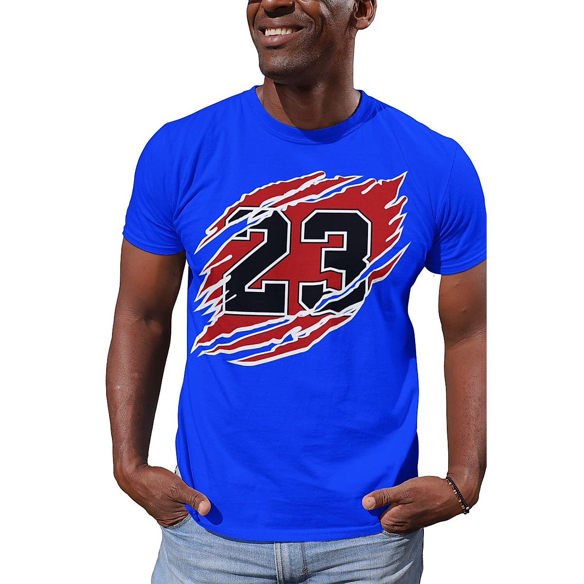 23 Slash Shirt to Match Jordan Retro Sneakers Low Mid High 1 2 3 4 5, Tee to Match Jordan 1s 2s 3s 4s 5s 6s Blue