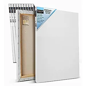 Sargent Art 16 x 20 inch Stretched Canvas, Pack of 10 Pieces, Blank White Canvases, Double Acrylic Titanium Priming, Perfect for Acrylic, Oil, and Art Projects, Acrylic Pouring & Wet Media