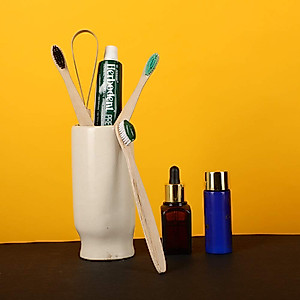 SoulGenie HealthAndYoga™ Natural Wood Toothbrush, Soft Charcoal Bristles, Eco-Friendly, Single, Black