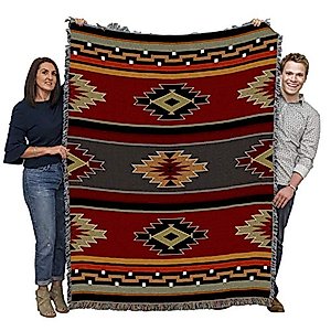 Pure Country Weavers Kaibab Blanket - Southwest Native American Inspired - Gift Tapestry Throw Woven from Cotton - Made in The USA (72x54)