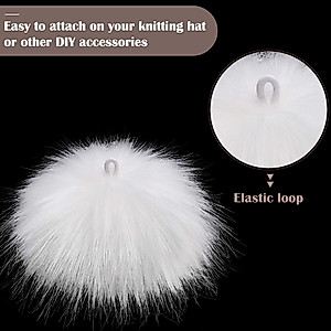 Tatuo 14 Pieces Faux Fur Pom Ball DIY Fur Poms for Hats Keychain Charms Knitting Hat Accessories (White)