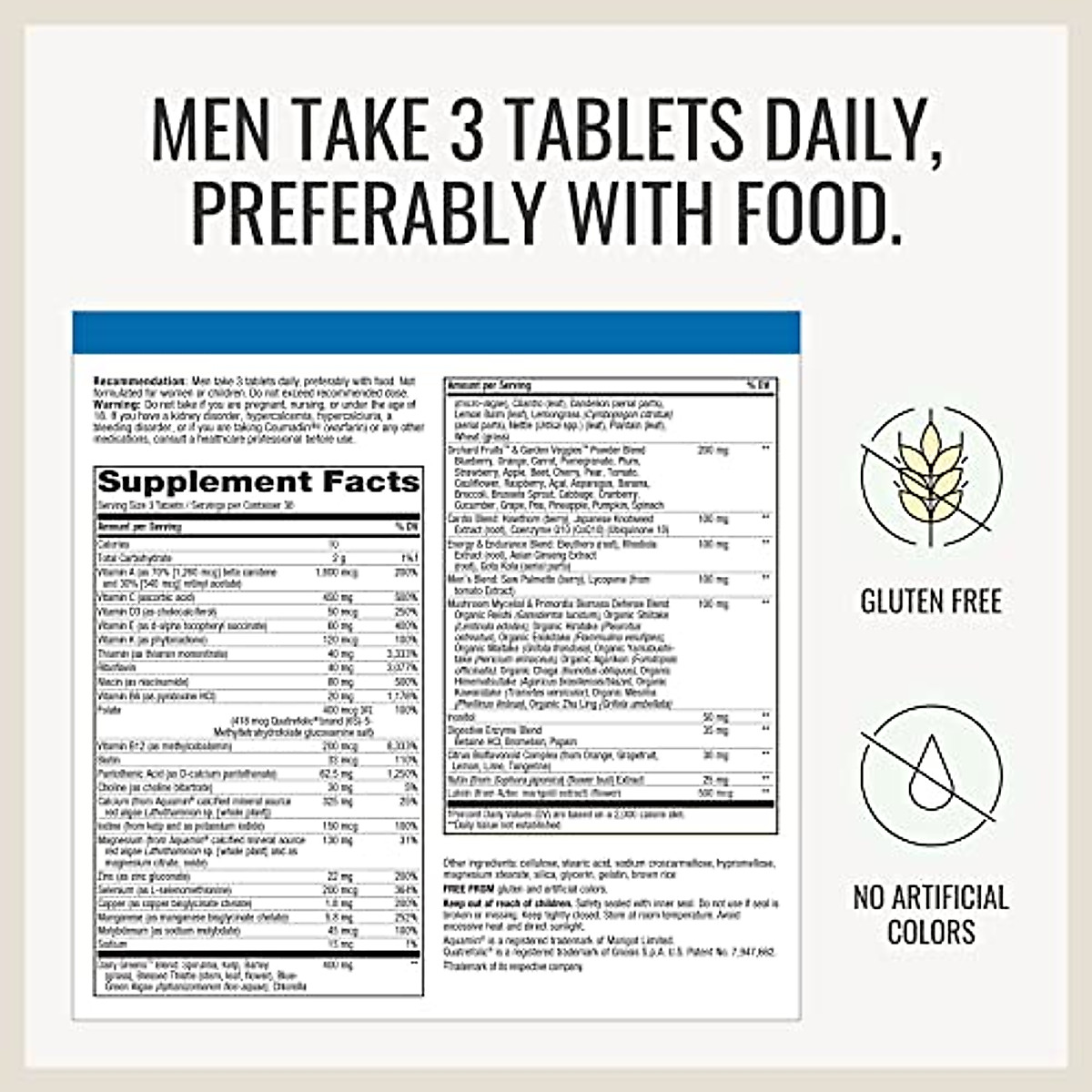 Nature’s Way Alive! Men’s Max3 Potency Multivitamin, Supports Whole Body Wellness*, Supports Cellular Energy*, B-Vitamins, Gluten-Free, 90 Tablets