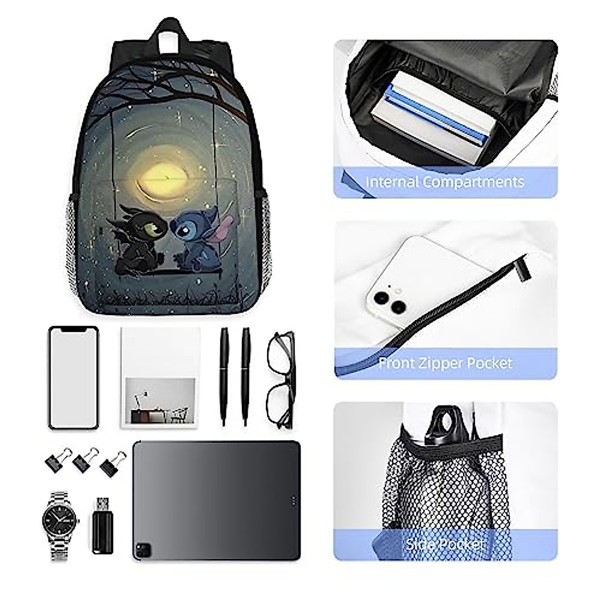 UGLYAF Cartoon Backpack 15 Inch High Capacity Multifunction Backpacks, One Size 2