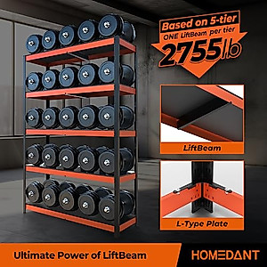 HOMEDANT House 5-Tier Orange-Black 48.1" W x 16.5" D x 71.3" H Laminated Metal Shelving Unit Adjustable Storage Utility Rack Heavy Duty Shelves Organization Shelf Kitchen Garage Pantry Closet 1Pack