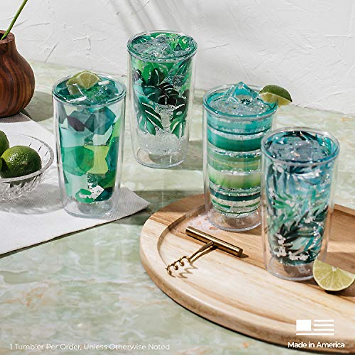 Tervis Made in USA Double Walled Crystal Clear Tabletop Insulated Tumbler Cup Keeps Drinks Cold & Hot, 16oz - 4pk, Clear