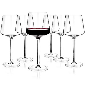 LUXBE - Crystal Wine Glasses Set 6, Red White Wine Large Glasses - 100% Lead-Free Glass - Pinot Noir - Burgundy - Bordeaux - 20.5-ounce