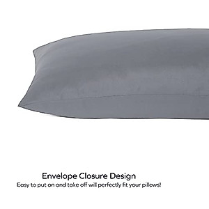 KM Standard Pillowcase Set of 2 Dark Gray, Bed Pillow Covers, Ultra Soft (20 x 30) Inches, Solid Pillowcases with Open Closure, Machine Washable Dark Grey