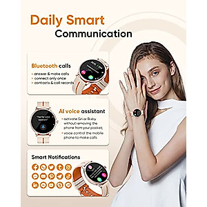 HYSTORM Health Smart Watches for Women, 1.43" AMOLED Always-on Display Fitness Tracker Smart Watch with Bluetooth Call, 8 Health Apps Blood Glucose HRV Monitor Waterproof Smartwatch for Android iOS