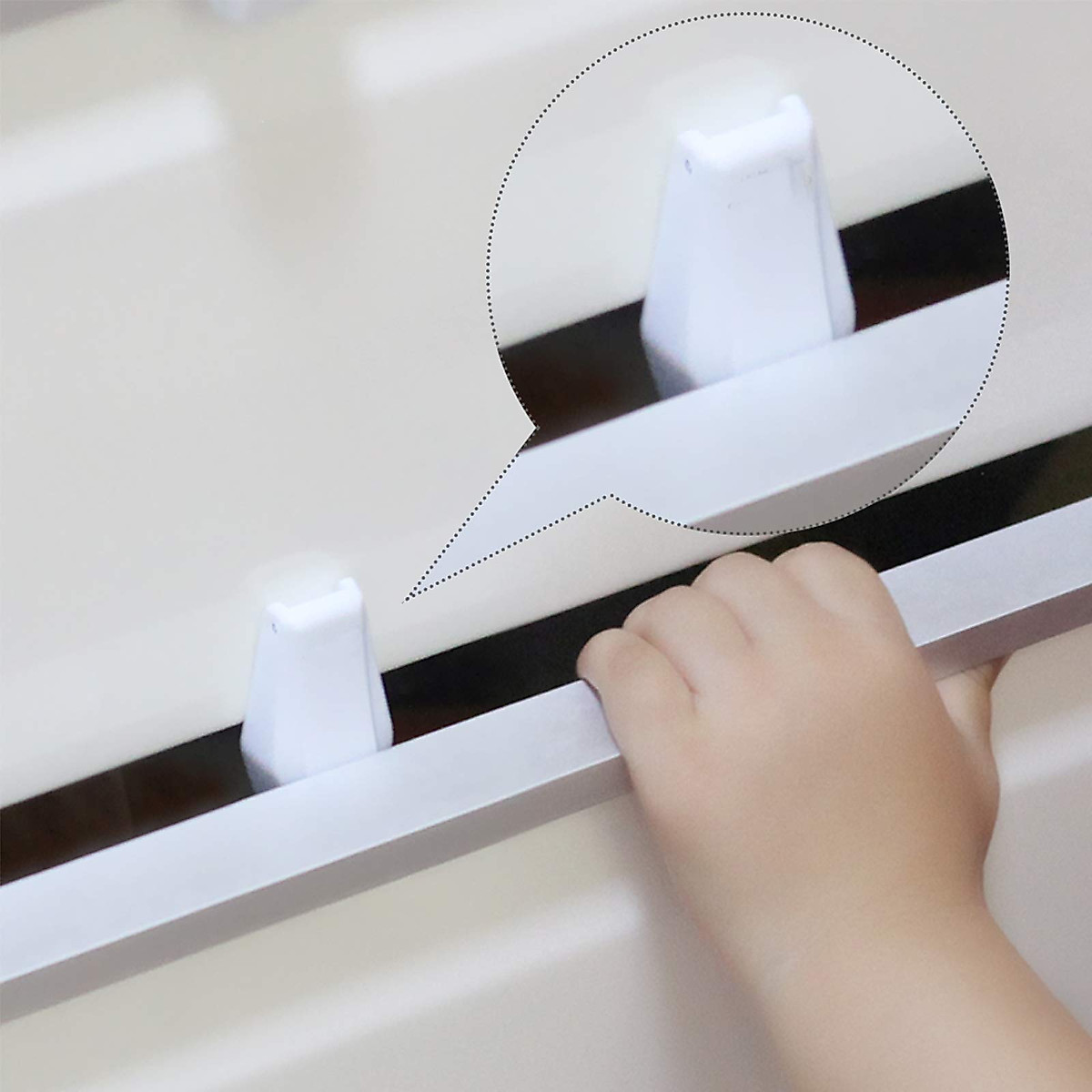 EUDEMON Plastic 8 Pack Kids Proofing Safety Drawer Stoppers Baby Safety Child Proofing Drawer Pinch Guards Easy to Install no Tools Need or Drill (White)