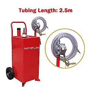PartsFlow 30 Gallon Gas Caddy Portable Fuel Tank Large Gasoline container Diesel portable gas tank with pump Rolling and Solid Rubber Wheels for Boat,ATV,Motorcycle,UTV,Car