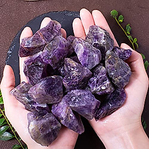 FORBY 1 lb Bulk Amethyst Rough Stones - Large 1" Natural Raw Stones Crystal for Tumbling, Cabbing, Fountain Rocks, Decoration,Polishing, Wire Wrapping, Wicca & Reiki Crystal Healing