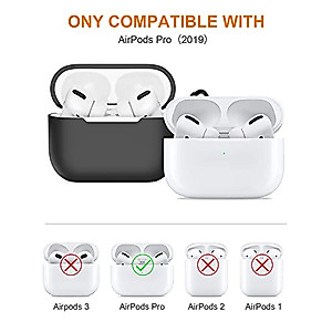 STONEPLUM Airpods Pro Case Cover,Full Protective Silicone with Keychain Accessories for Women Men with New Apple Airpods Pro Case(Black)
