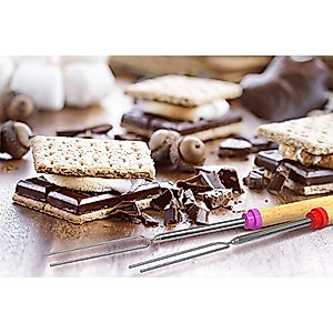 TooglBox - 4 Piece 32 Inch Marshmallow Roasting Stick - Telescoping Stainless Steel Cookware Set-Forks for Smores & Hot Dogs - Bonus 20 Bamboo skewers, Bag (4)