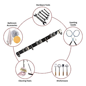 YYTONG Broom and Mop Holder, Wall Mounted Broom Holder, Stainless Steel Mop Holder, Self Adhesive Heavy Duty Hooks Storage Organizer for Laundry Room Garden Garage Closet Kitchen (3 Racks 4 Hooks)