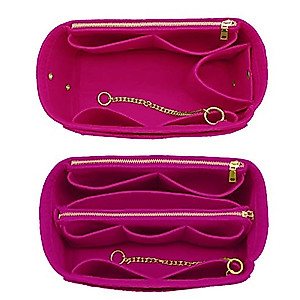 LEXSION 3 in 1 Felt Purse Organizer Insert Bag in Bag with a Bottle Holder Shaper 8026 Rosy SM