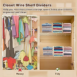 Set of 12 Wire Shelf Divider for Closet Organization Clothes Wardrobe Separators Closet Shelf Organizer Closet Shelf Divider Shelving Storage Rack Separator for Cabinets Kitchen Office, White
