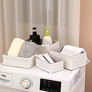 IFNOW Small Basket Set 4 - Stackable Woven Basket Paper Rope Bin, Storage Boxes for Bathroom Storage Organizer Minimalist Style