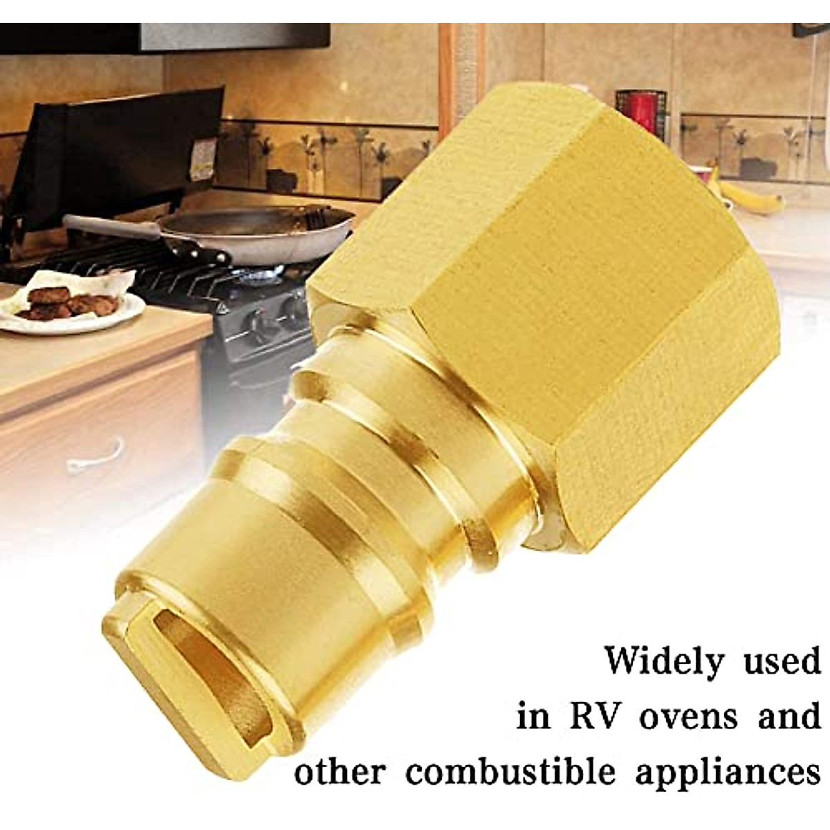 Joywayus 3/8" Brass Quick Connect Propane Fitting Adapter Male Plug x 3/8" NPT Female Thread for Propane BBQ Grill/Heater/Fireplace/RV Trailer (Pack of 2)