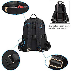 Mailandy Nylon Womens Backpack Purse Black Mini Backpack for Women Fashion Casual Travel Lightweight Backpacks for Ladies Girls