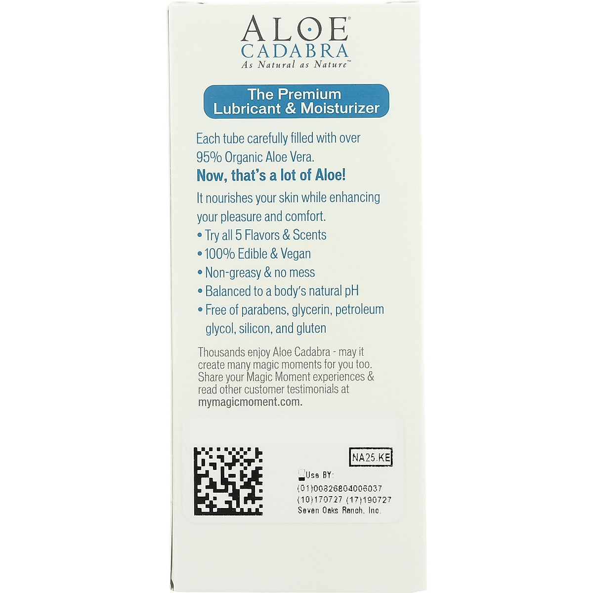 Aloe CADABRA Organic Natural Personal Lubricant, 2.5 OZ
