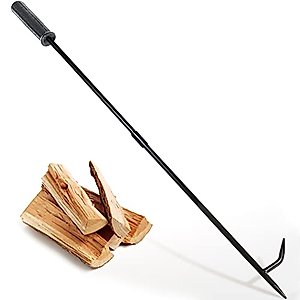 Fire Poker for Fire Pit, 28 inch Fireplace Poker, Removable and Portable Fire Pit Accessories, Heavy Duty Solid Steel Fireplace Camping Fire Tool, Rust-Resistant Black Finish