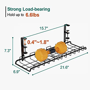 Under Desk Cable Management Tray, iSPECLE 21" Cable Management No Drill for Wire Management with Anti-Scratch Mats, Removable Desk Cable Management Tray with Clamp Mount for Office and Home